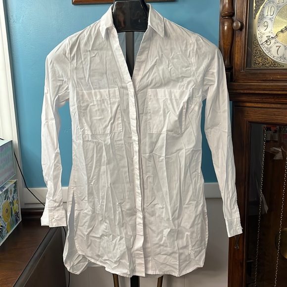 Cato | Tops | Cato White Long Sleeve Button Down Blouse Extra Long With ...